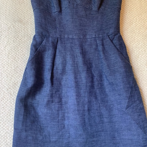 Milly | Dresses | Milly Blue Linen Strapless Mini Dress | Poshmark